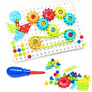 ChuburD 177pcs Kid's Building Toys,Interlocking Gear Set Building Blocks,for Kids Ages 3 and Up, Kids Play Toolbox,Drive Belt Gears,for Classroom Learning,Kids' Party,Toddlers Boys Girls Favor