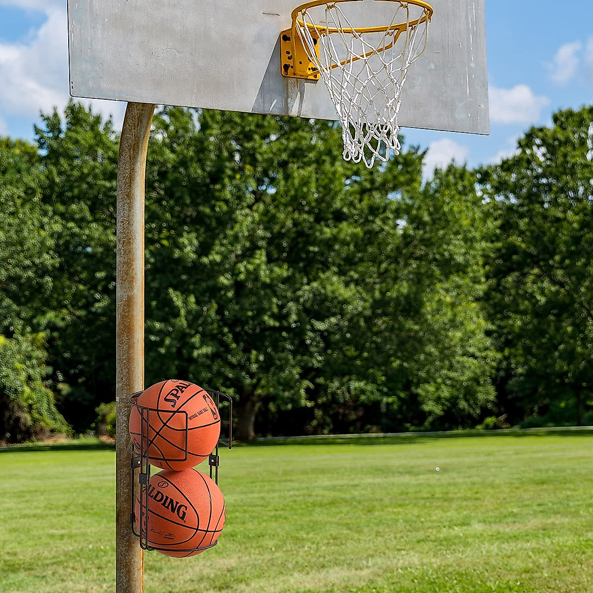 J JACKCUBE DESIGN Sturdy Metal Vertical Ball Storage Rack Standing Ball Holder Organizing Display Wall or Pole Mounted for 2 ball Storage Rack - MK735A