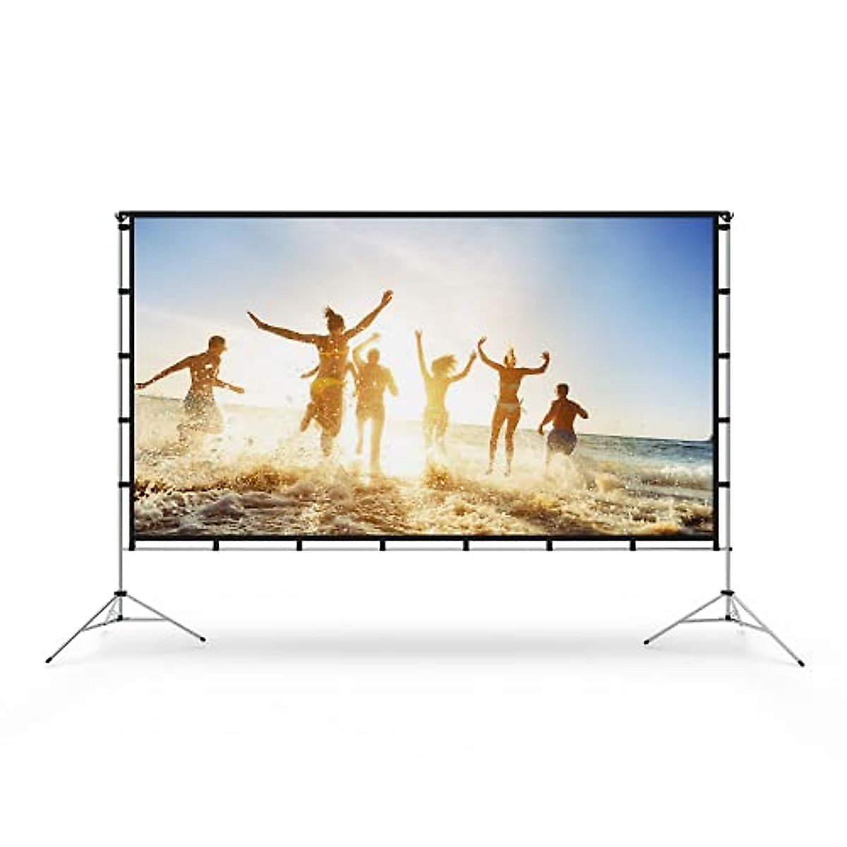 Projector Screen with Stand, Vamvo 80 inch Portable Foldable Projection Screen 16:9 HD 4K Indoor Outdoor Projector Movies Screen with Carrying Bag for Home Theater Camping and Recreational Events