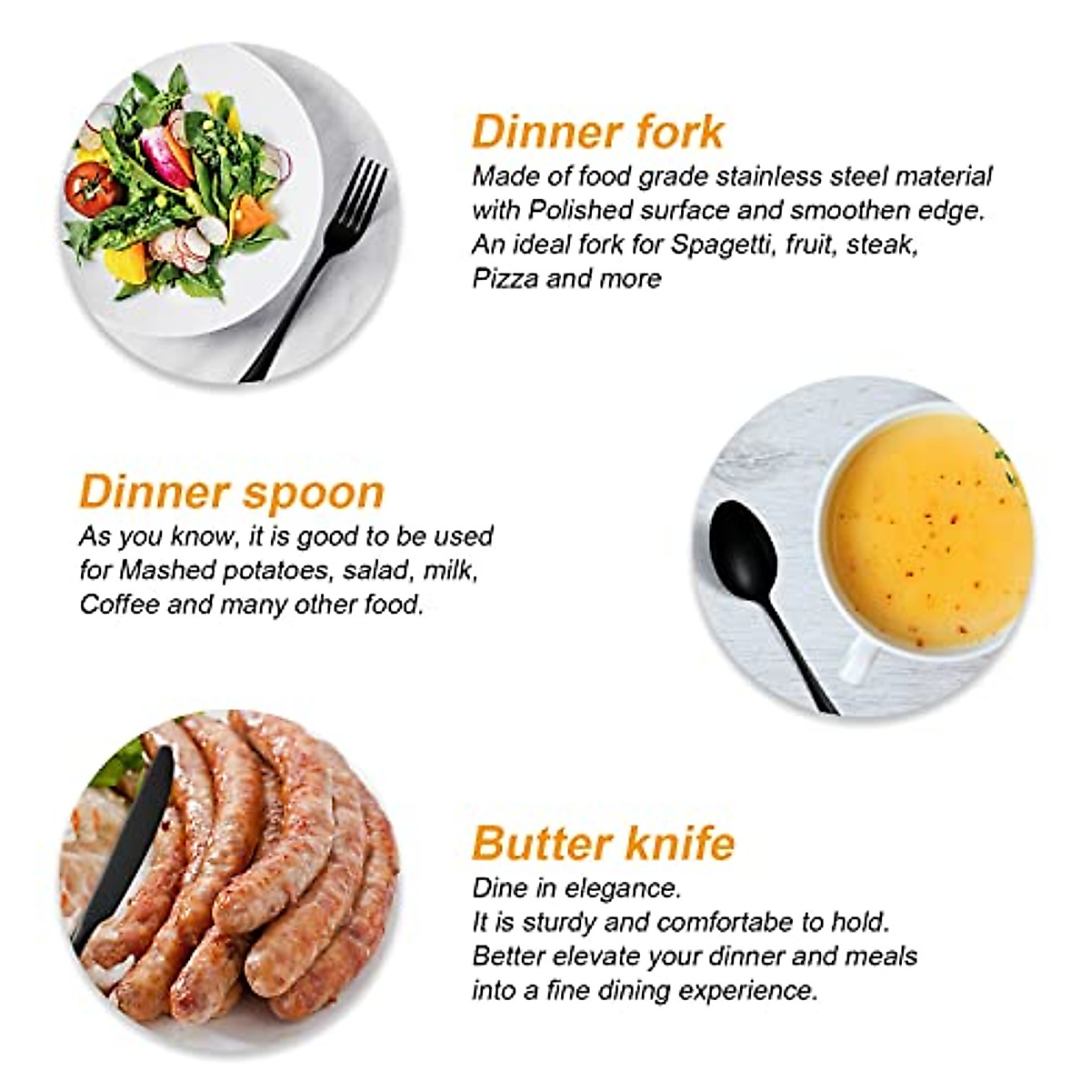 48 pcs BLack Silverware with Organizer, Stainless Steel Flatware with Steak Knife, Mirror Polished Cutlery Utensil Set, Durable Home Kitchen Eating Tableware Set, Include Fork Knife Spoon Set