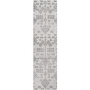 JONATHAN Y MOH302A-28 Bhalil Berber Diamond Geometric Indoor Farmhouse Area-Rug Bohemian Casual Easy-Cleaning Bedroom Kitchen Living Room Non Shedding, 2 X 8, Beige,Gray