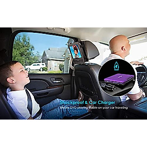 ieGeek 12.5" Purple Portable DVD Player and Car Headrest Mount Holder Strap Case, Car Travel DVD Players 5 Hrs Rechargeable Battery, Region-Free Video Player for Kids Elderly, Remote Control, Sync TV