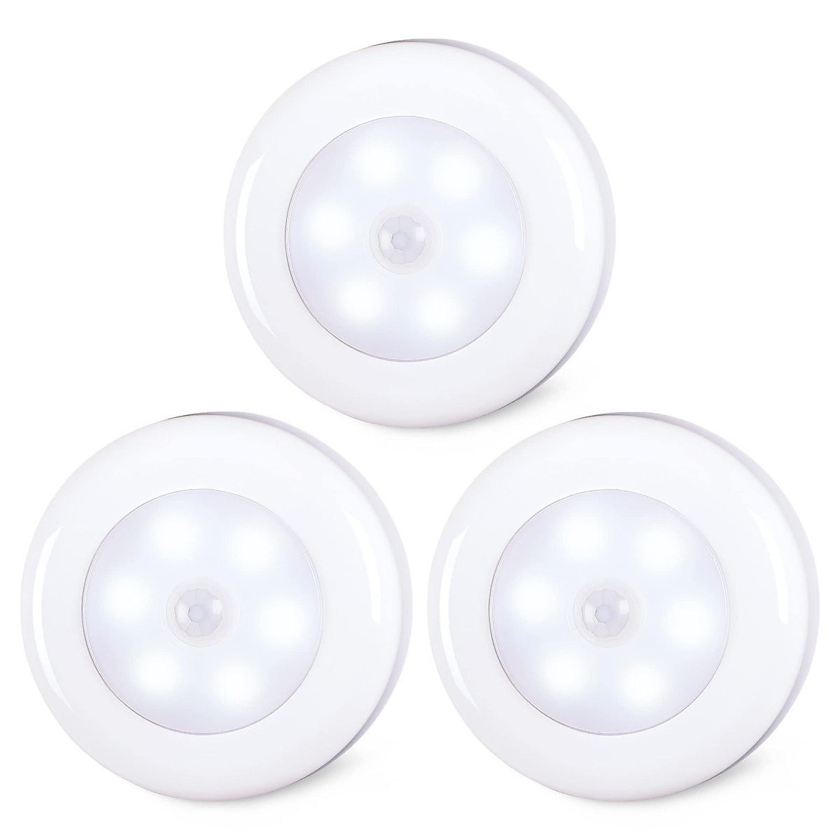 Motion Sensor Lights Indoor, STAR-SPANGLED High CRI Stick on Stair Puck Lights Battery Operated, Cordless LED Step Night Light for Under Cabinet, Hallway, Stairway, Closet, Kitchen (Cool White, 3Pack)