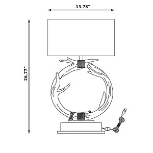 Vanity Art 26.77" Antler Brown Table Lamp with Fabric Shade | Modern Farmhouse Bedside Lamp Traditional Table Lamp for Bedroom, Living Room, Office, College Dorm MLT001TL-DR-DW