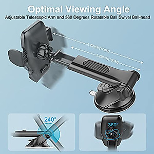 APPS2Car Car Phone Holder Mount, Universal Dashboard Windshield Phone Mount for Car, Sturdy Suction Cup Phone Holder with Strong Sticky Gel, Compatible with iPhone, Samsung and All 4-7 inch Phones