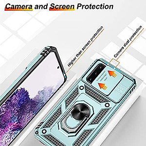Gritup for Samsung Galaxy S20 5G Case with Slide Camera Cover, Build in 360° Rotating Ring Kickstand [Military Grade] Protective Case for Galaxy S20, Dark Green