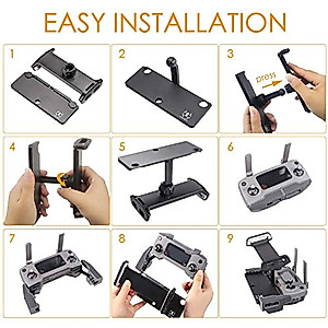 UZOPI Mavic Mini Air Pro Platinum Spark Accessories Tablet Holder – Aluminum Adjustable Remote Controller Bracket Mount Extender with Neck Lanyard Strap for 4-12 Inch Phone Tablets