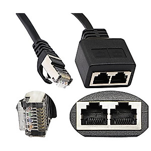 zdyCGTime RJ45 Network Cable, 1 RJ45 Male to 2 RJ45 Female Ethernet Y Type Cable, LAN Connector, Suitable for Super Category 5 Ethernet, Category 6 Ethernet(not Used as a Network Separator)(23CM)