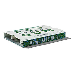 Rev Gum Caffeine Energy Gum | Performance Energy 60mg of Caffeine per Gem | Spearmint Sugar Free Caffeinated Mint Chewing Gum - Low Calorie Chews to Help You Stay Alert, Awake and Focused - 12 Packs (72 Count)