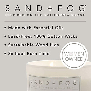 Sand + Fog Scented Candle - California Beach House – Additional Scents and Sizes – 100% Cotton Lead-Free Wick - Luxury Air Freshening Jar Candles - Perfect Home Decor – 12oz
