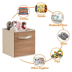 Wisdom Star 8 Pack Fabric Storage Cubes with Handle, Foldable 11x11 Inch Cube Storage Bins, Storage Baskets for Shelves, Storage Boxes for Organizing Closet Bins