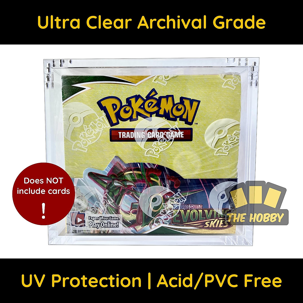 The Hobby Lair Deluxe Acrylic Case Compatible with English Pokemon Booster Boxes | Magnetic Easy Top Loading | Thick 6mm Protection