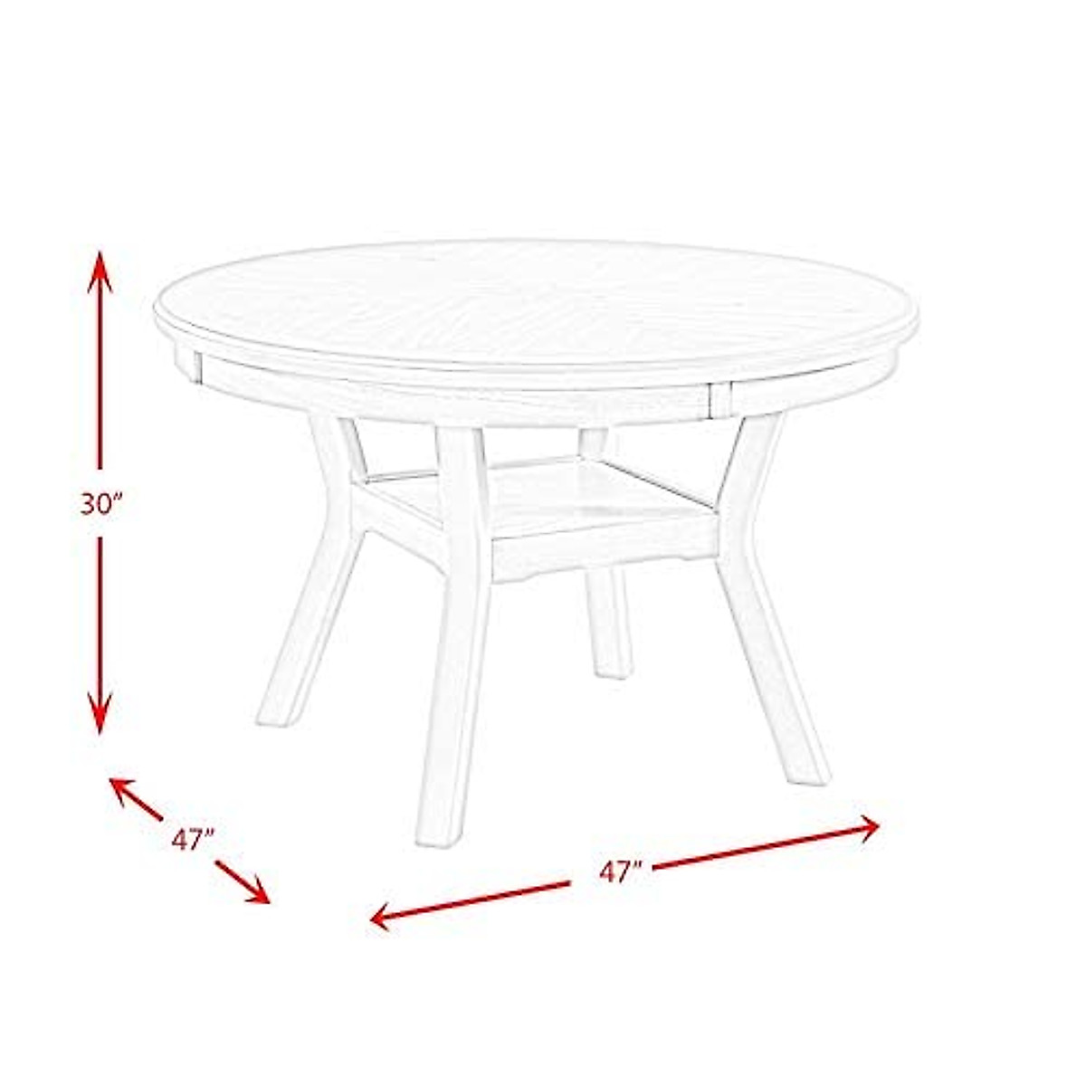 Picket House Taylor Wood 47" Round Kitchen Dining Table, with Storage Shelf, in Gray