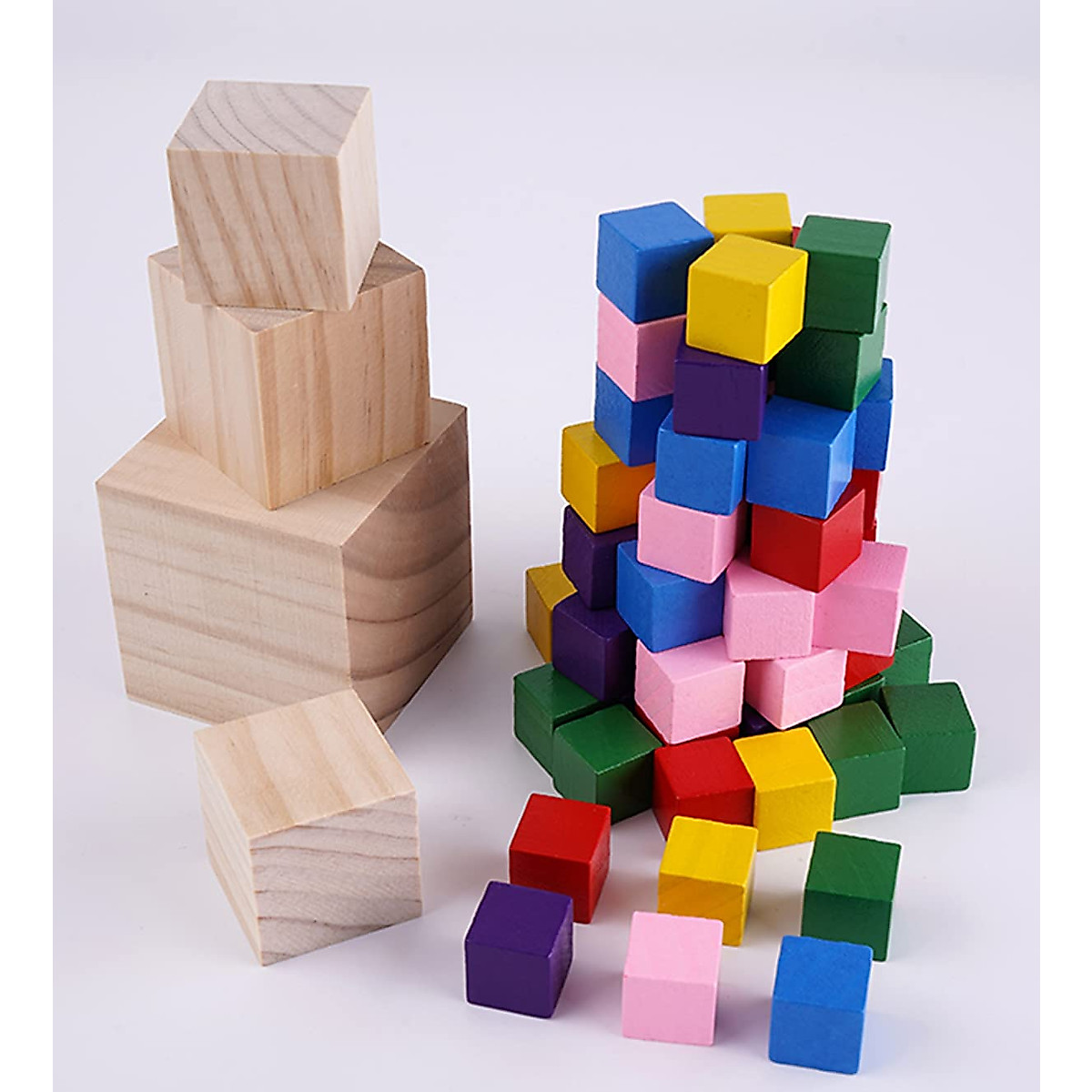Tosnail 30 Pack 2 Inches Unfinished Wooden Cubes Wooden Blocks - Great for Crafts Making