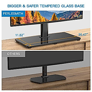 PERLESMITH Universal TV Stand Table Top TV Base for 37-75 inch LCD LED OLED 4K Flat Screen TVs-Height Adjustable TV Mount Stand with Tempered Glass Base, VESA 600x400mm, Holds up to 99lbs PSTVS11
