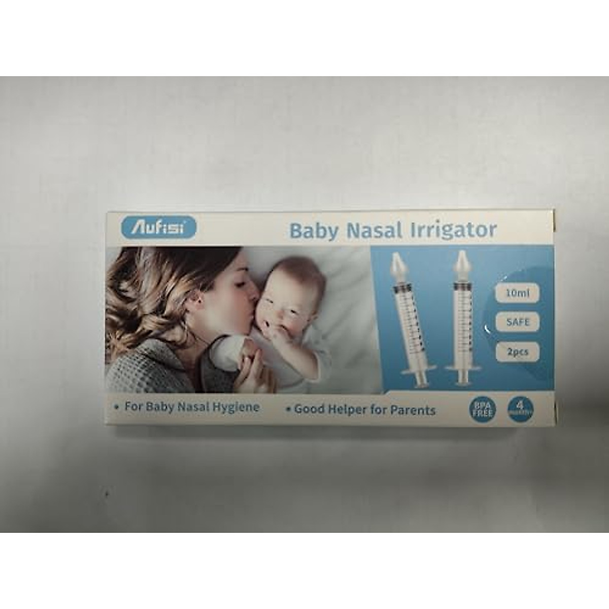 Aufisi Nasal Irrigator for Baby 10ml Professional Baby Nasal Aspirator with Safe Silicone Nasal Suction Tips Portable Baby Nasal Syringe Infant Nose Cleaner 2 Pieces