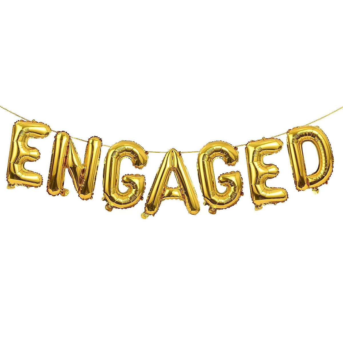SHUNTAI 16 inch Engaged Balloons Gold Letters Banner Ring Balloon Marriage Wedding Bridal Shower Engagement Party Decorations and Supplies (Gold Theme)