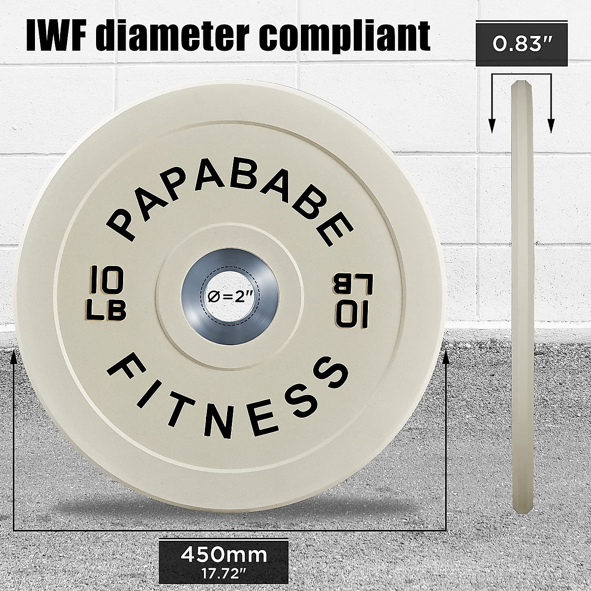 PAPABABE Bumper Plate 2-inch, Color Coded Olympic Bumper Plate with Steel Hub, Bumper Weights Set with High Density Rubber(10LB Pair)