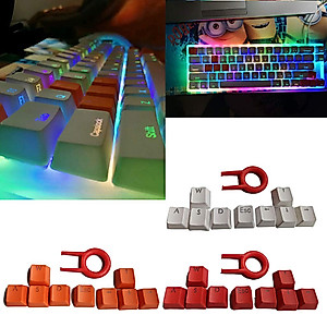 sara-u 9 Keys PBT Backlit Keycaps WASD/ESC/Direction Cherry MX Keycaps With Key Cap Puller For MX Switches Backlit Mechanical Gaming Keyboard, one, Red