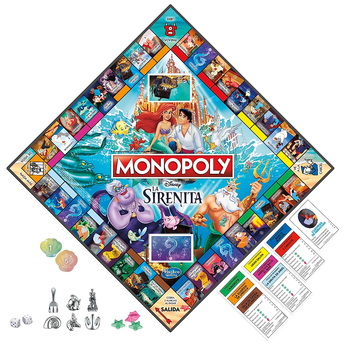 Monopoly Hasbro Gaming Disney's The Little Mermaid Edition Board Game, 2-6 Players for Family and Kids Ages 8+, with 6 Themed Tokens (Amazon Exclusive)