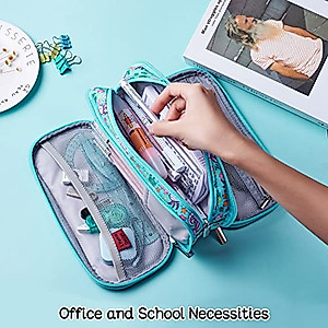 LParkin Axolotl Pencil Case Super Large Capacity 3 Compartments Canvas Pencil Box Kawaii Makeup Bag Cute Axolotl Gifts for Students Teen Boys Girls