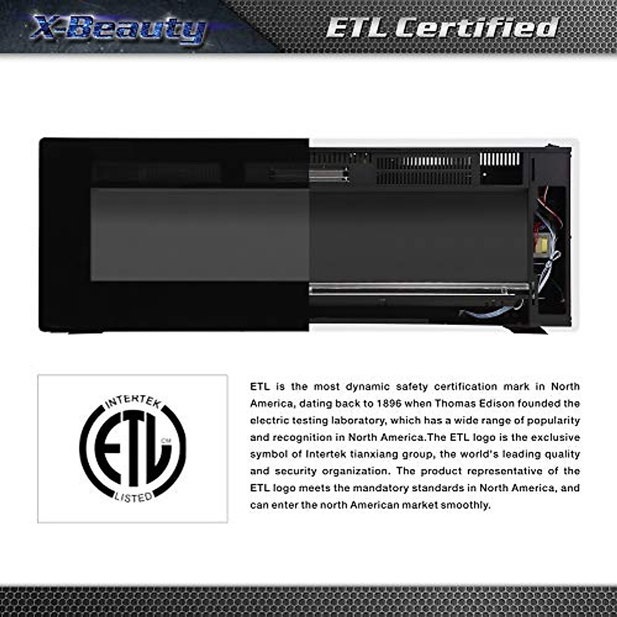 Xbeauty 60" Electric Fireplace in-Wall Recessed and Wall Mounted 1500W Fireplace Heater and Linear Fireplace with Timer/Multicolor Flames/Touch Screen/Remote Control (Black)