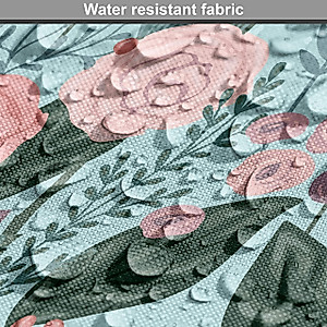 Ambesonne Botanical Fabric by The Yard, Arrangement of Flowers Blooming Garden Art, Decorative Fabric for Upholstery and Home Accents, 1 Yard, Teal Coral