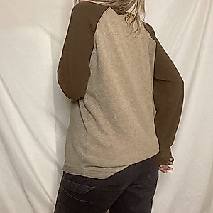 Women Y2k Oversized T Shirts Long Sleeve Harajuku Aesthetic Vintage Loose Tee Graphic Printed Fairy Grunge Sweatshirt Pullover Baggy 90s E Girl Top Streetwear (Brown Reglan Patchwork, X-Large)