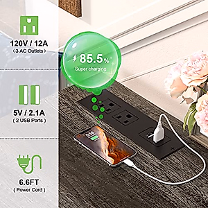 Ecoprsio Console Table with Outlets, Sofa Table with Double Mesh Shelves, Industrial Entryway Table Foyer Table for Entryway, Front Hall, Hallway, Sofa, Couch, Living Room, Coffee Bar, Kitchen, Grey