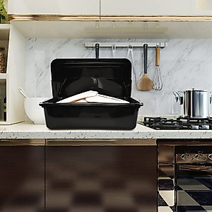 Dehouse 13 L Plastic Commercial Utility Bus Boxes, Black Bus Tubs with Lids, 3-Pack