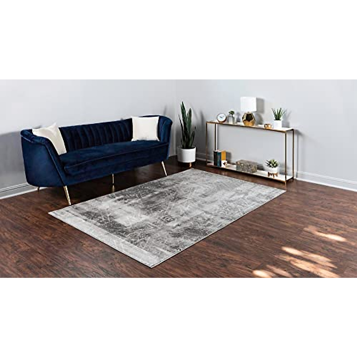 Unique Loom Sofia Collection Area Rug - Rainier (9' x 12' 2", Dark Gray/ Gray)