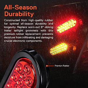 ONLINE LED STORE TRUE MODS Black Rubber Grommet for Universal 6" Oval/Oblong Taillights [Easy Installation] [Durable Rubber] For Trailers RV & Trucks