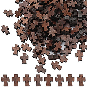 SUNNYCLUE 150Pcs Wood Cross Beads Bulk Easter Wooden Cross Bead Natural Unfinished Wood Blank Beads Cross Loose Spacer Rosary Beads Charms for Jewelry Making Beading Supplies DIY Necklace Crafts