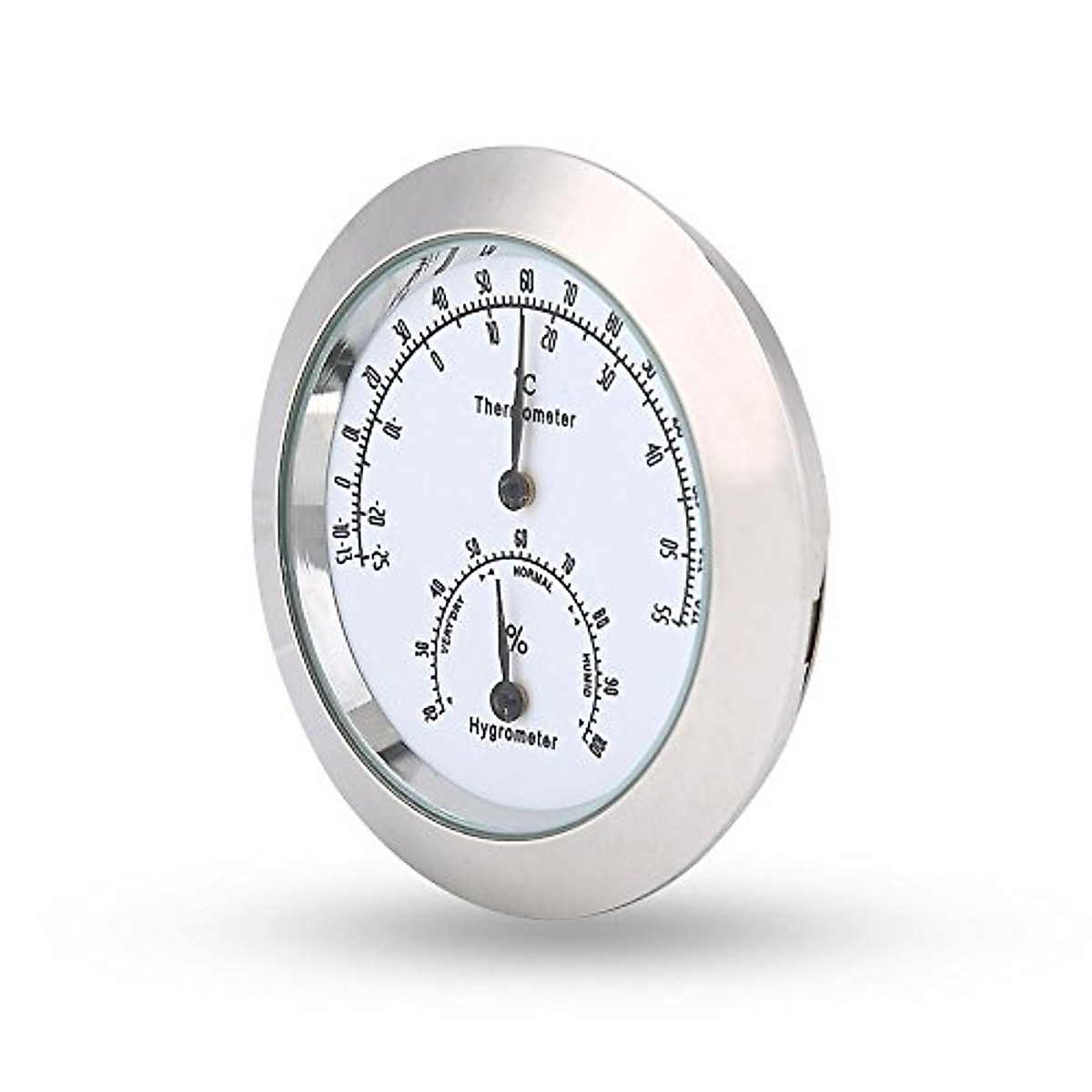 Dilwe Guitar Round Thermometer Hygrometer, Humidity Temperature Meter for Violin Guitar Case Instrument Care(Silver)