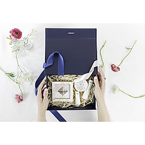 SKETCHGROUP Navy Blue Gift Box with 2 Ribbons for Luxury Packaging-Magnetic Closure- Sturdy-Foldable-Keepsake box (A5 SIZE)