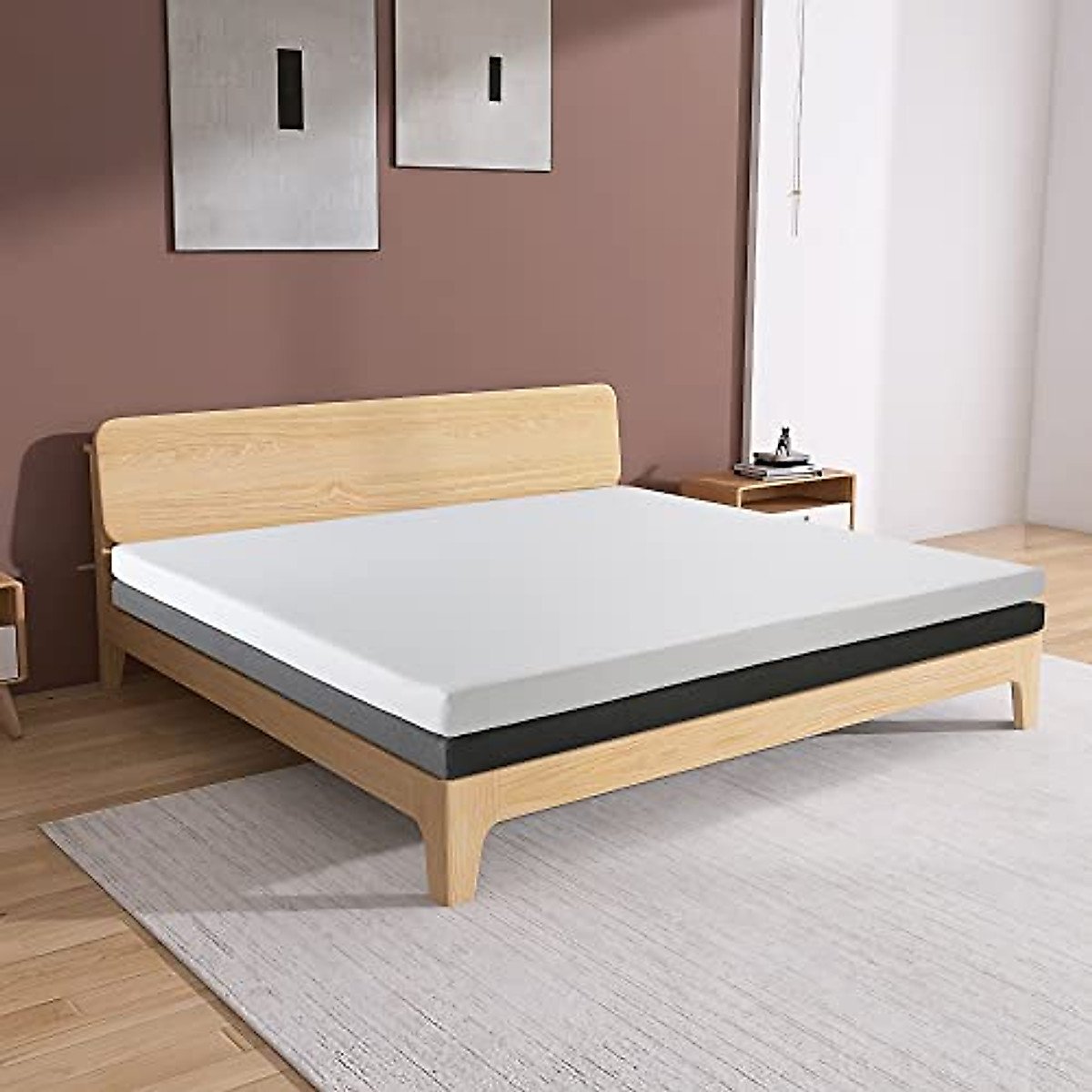 Erdoru 2 Inch Queen Size Mattress Topper with Removable Cover,8 Inch Memory Foam Mattress,2-in-1 Combination Mattress Topper in a Box,CertiPUR-US Certified,White