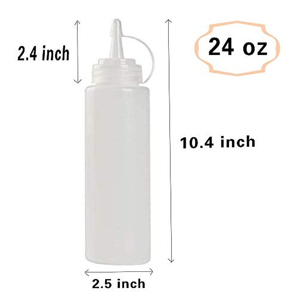 6 Pack 24oz Squeeze Bottle Condiment Squeeze Bottles Plastic ketchup Squeeze Squirt bottle For Sauce,BBQ,Dressing,Paint,Workshop,Arts and Crafts