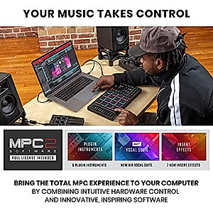 Akai Professional MPC Studio MIDI Controller Beat Maker with 16 Velocity Sensitive RGB Pads, Full MPC 2 Software, assignable Touch Strip & LCD Display