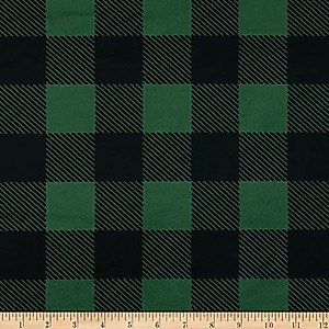 Shannon Minky Luxe Cuddle Buffalo Check Evergreen/Black
