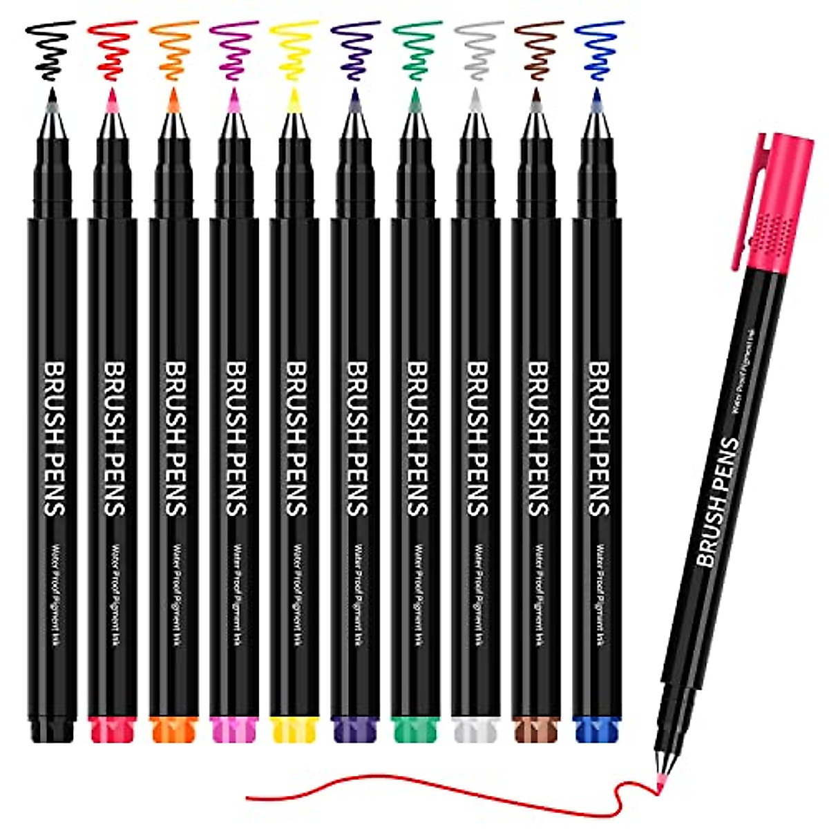 Vitoler Calligraphy Pens Set – 10 Color Brush Tip Markers for Beginners