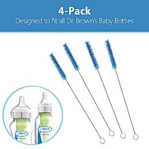 Dr. Brown’s Natural Flow® Reusable Baby Bottle Vent System and Reservoir Cleaning Bristle Brush, BPA Free, Blue Brushes, 4-Pack