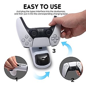 ECHZOVE 4-Pack USB Type C Adapter, Designed PS5 Controller Charging Station, Detachable Compatible with Many PS5 Controllers with Type-C Charging, Prevent Scratches on The DualSense Controller
