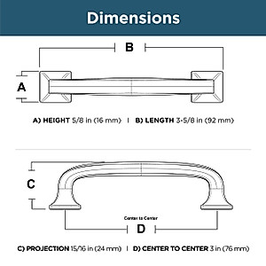 Franklin Brass Lombard (1-Pack) Cabinet Handles 3" Hole to Hole Matte Black Kitchen Cabinet Pulls Drawer Handles Cabinet Hardware Dresser Drawer Pulls P29521K-FB-C