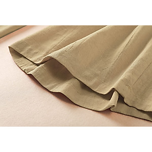 Hisanny Womens Plus Size Linen Pants Wide Leg Palazzo Trousers High Elastic Waist Flowy Culottes with Pockets Khaki XX-Large