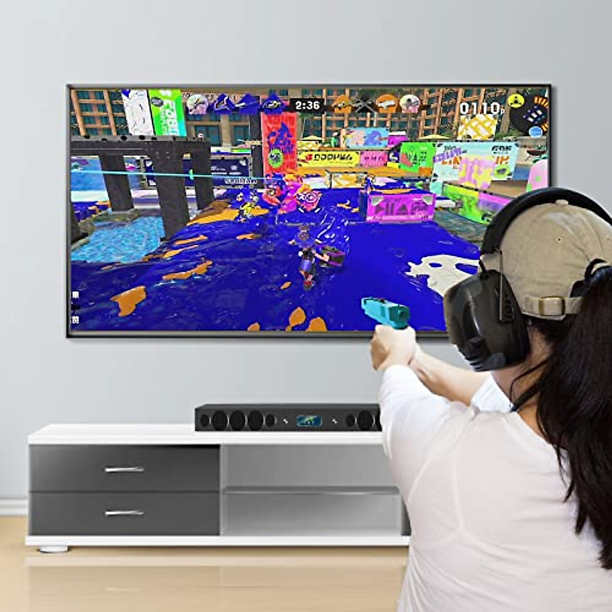 CODOGOY Shooting Game Gun Controller Compatible with Switch/Switch OLED Joy-Con, Hand Grip Motion Controller for Nintendo Switch Shooter Hunting Games (Blue + Red)