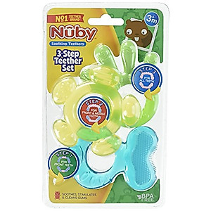 Nuby 3 Step Soothing Teether 3 Piece Set, BPA Free - Assorted Color