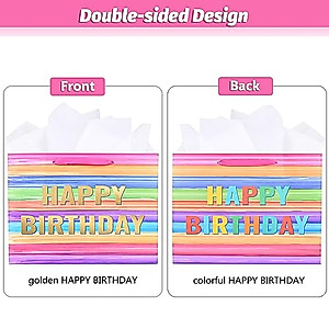 ZGORENDZ 2 Pack 13'' Large Gift Bag with Card and Tissue Paper for Birthday Party