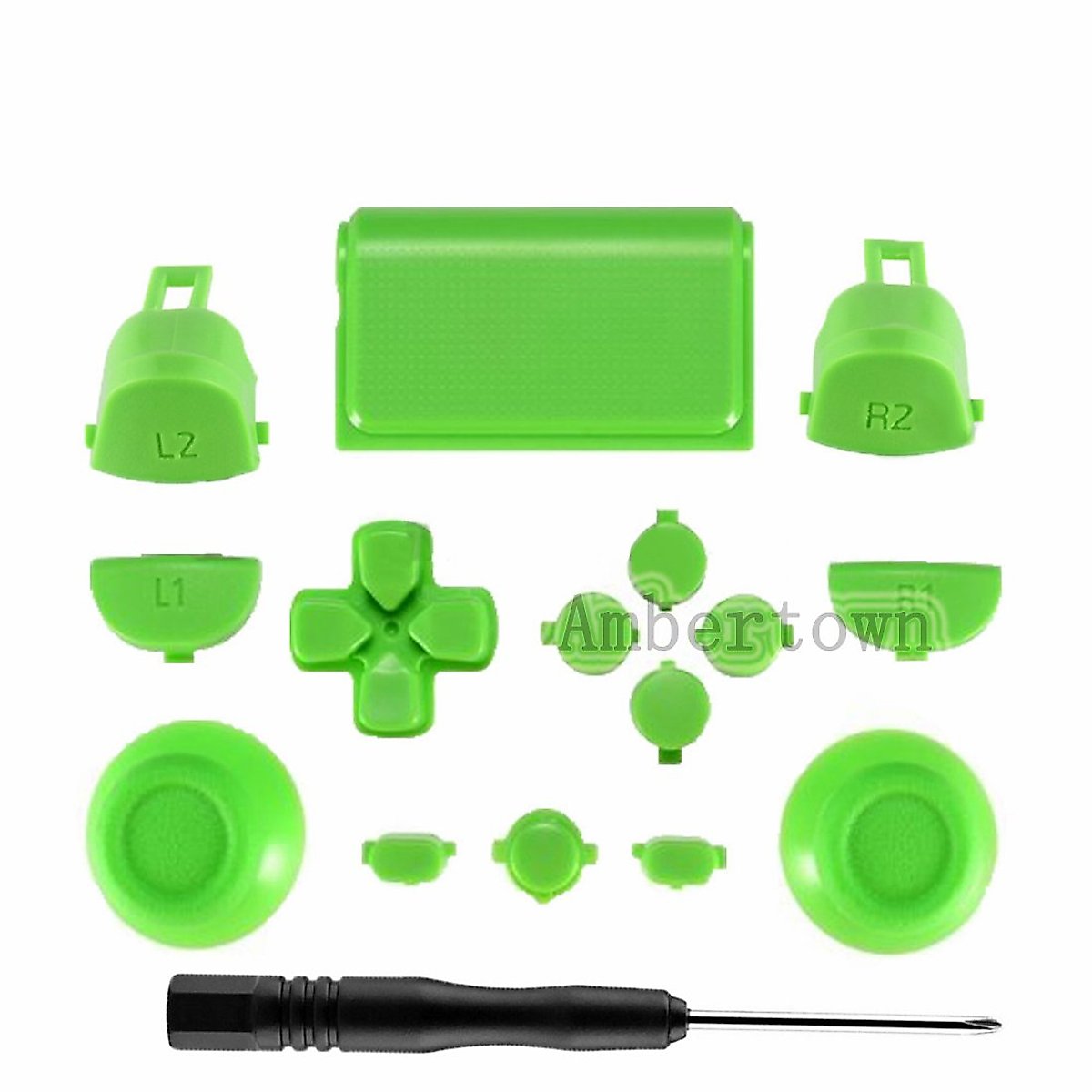 L2 R2 L1 R1 Trigger Button Buttons Dpad Thumbsticks & Tool for PS4 Pro JDM-040 for Playstation Dualshock 4 PS4 Pro JDS 040 Controller - Green