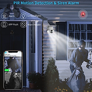 Xparkin Solar Security Cameras Wireless Outdoor, 4MP Home Security 2.4G WiFi Camera with PIR Motion Detection & Floodlight, IP66 Home Security Cameras for Garden Front/Back Yard - No Socket Needed