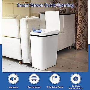 xfyoeg Bathroom Smart Touchless Trash Can 2.5 Gallon Automatic Motion Sensor Rubbish Can with Lid Electric Waterproof Narrow Small Garbage Bin for Kitchen, Office, Living Room, Toilet, Bedroom,